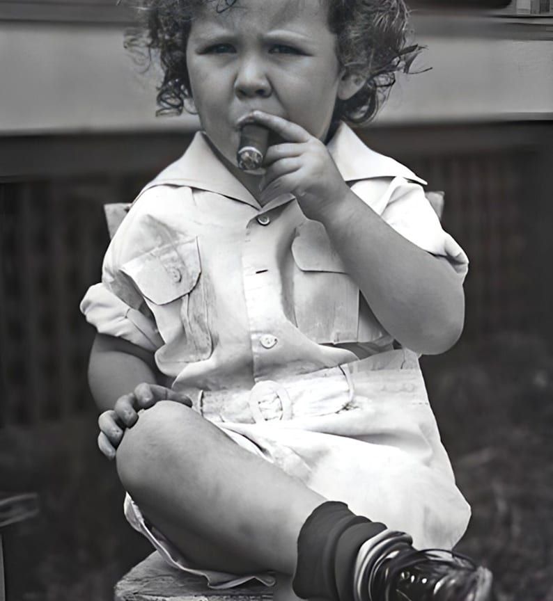 1930s Bizarre Photo Print, Young Girl Smoking Cigar, Oddity Wall Art - Etsy