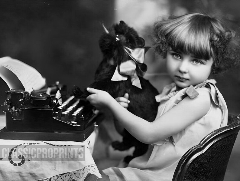 Vintage Girl With Typewriter Photo Print: Oddity Wall Art - Etsy