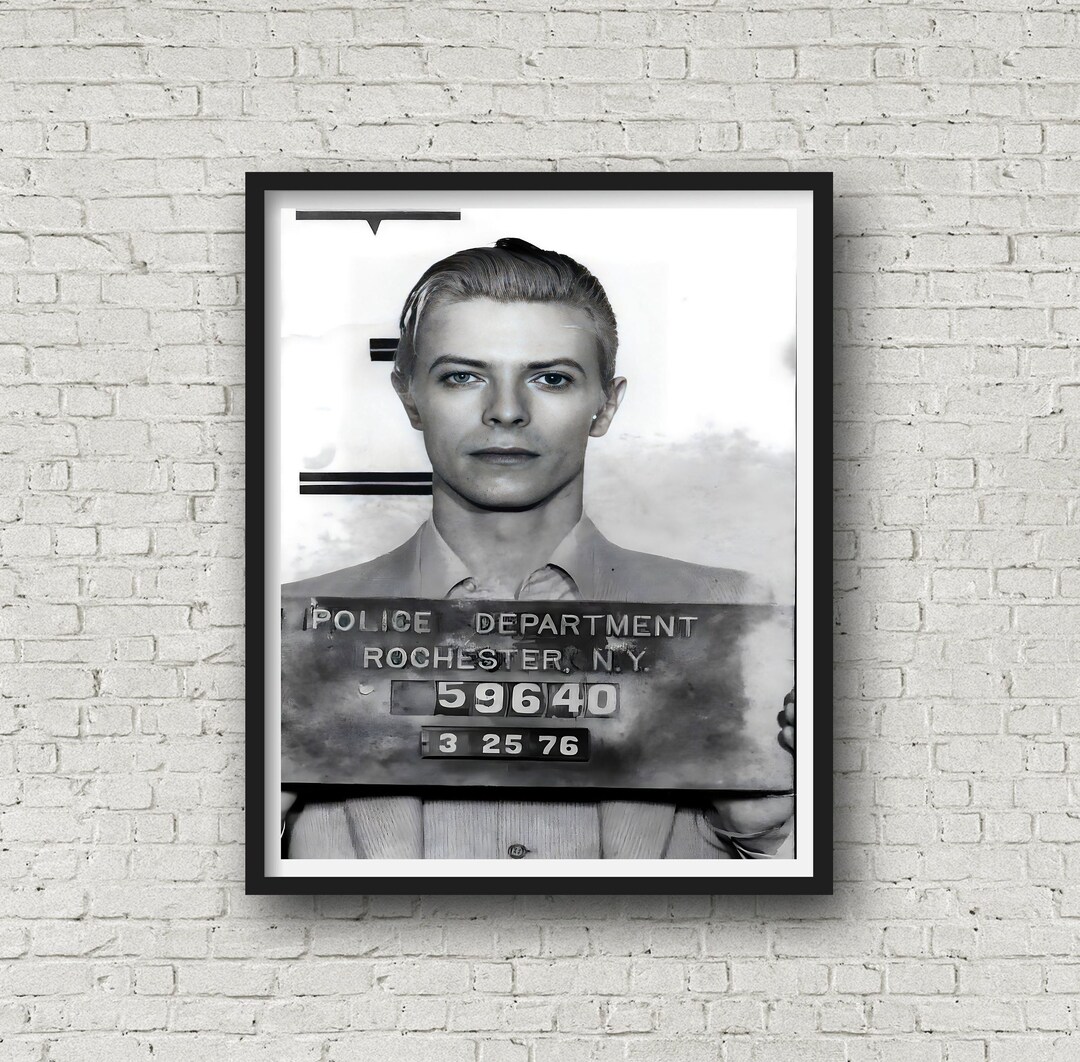 David Bowie 1976 Mugshot, Famous Mugshot Print, Retro Wall Art, David ...