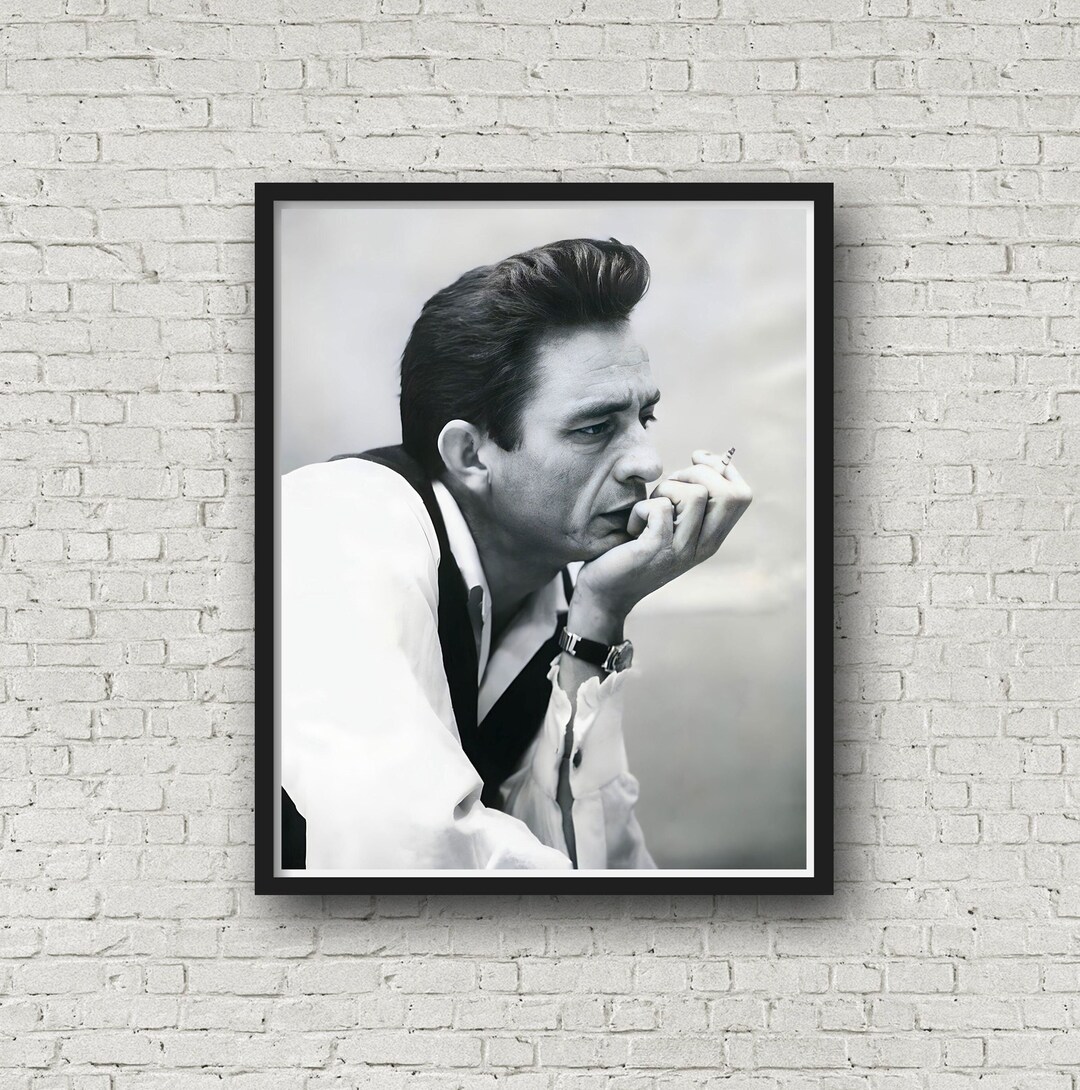 Johnny Cash Print: Pensive Hollywood Photography, Rock N' Roll Wall Art ...
