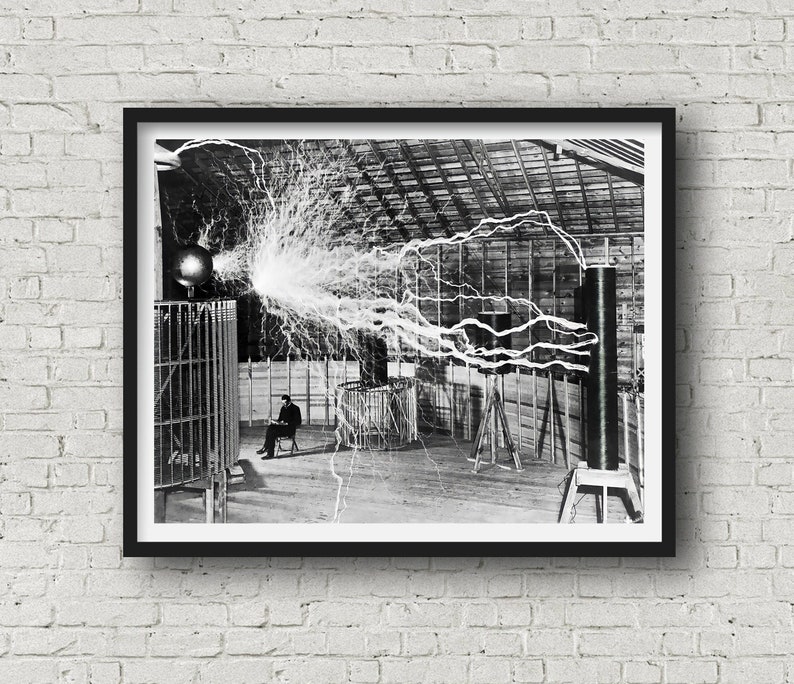 Nikola Tesla in His Laboratory 1899 Black and White Museum Quality ...