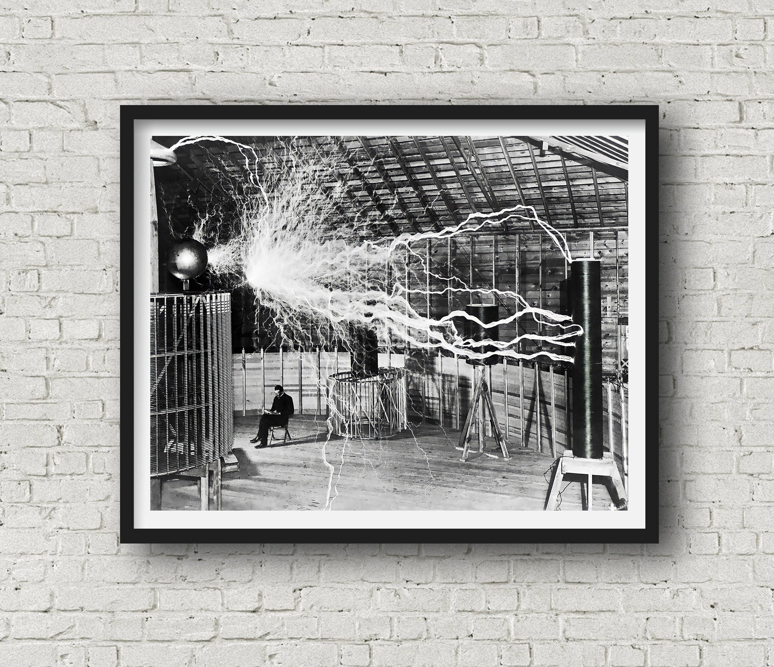 Nikola Tesla in His Laboratory 1899 Black and White Museum Quality ...