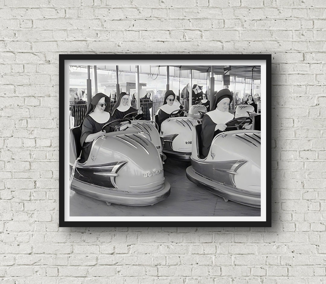 Nuns Riding Bumper Cars - 1962 Funny Retro Photo Print - Etsy