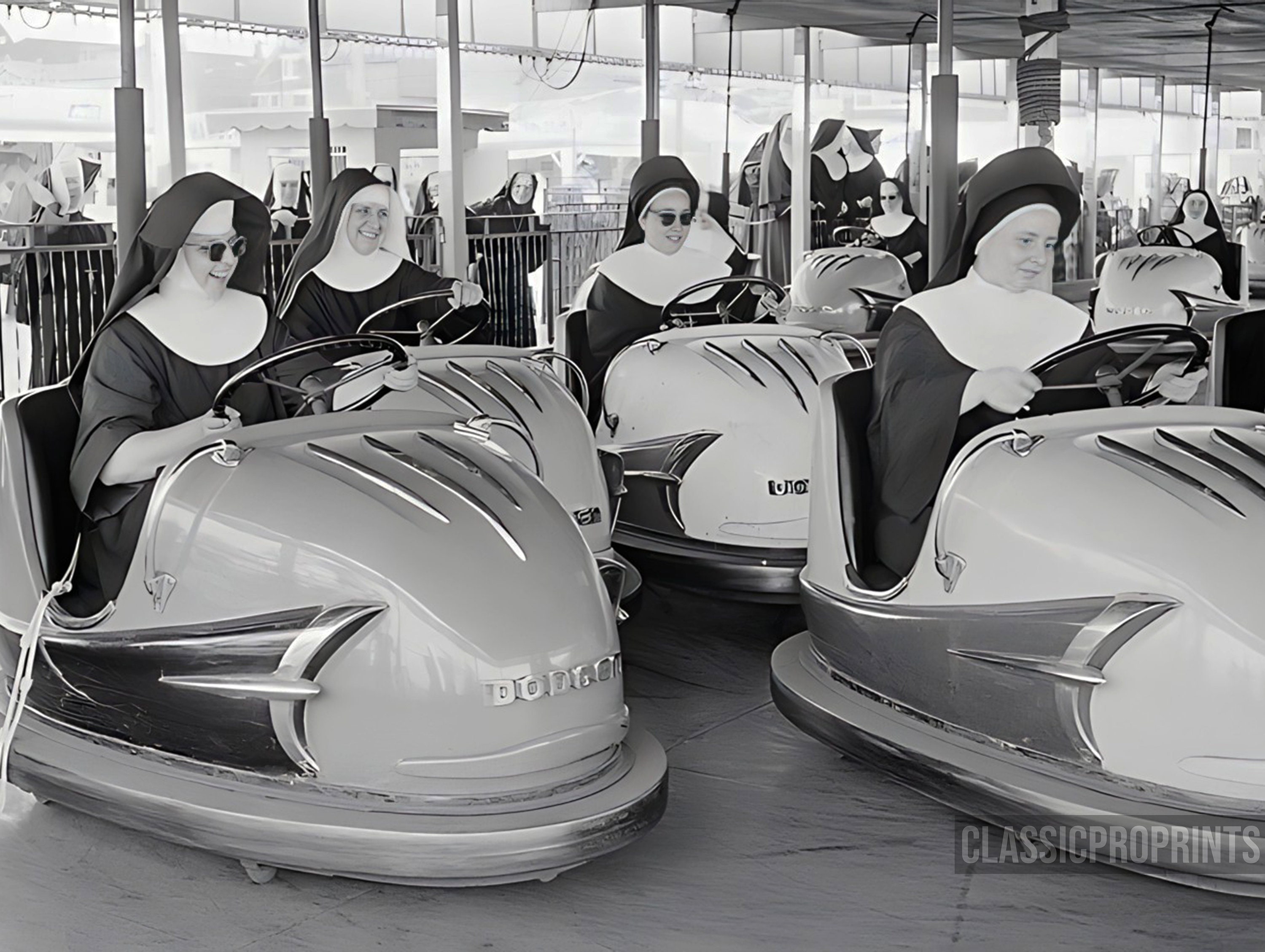Nuns Riding Bumper Cars - 1962 Funny Retro Photo Print - Etsy