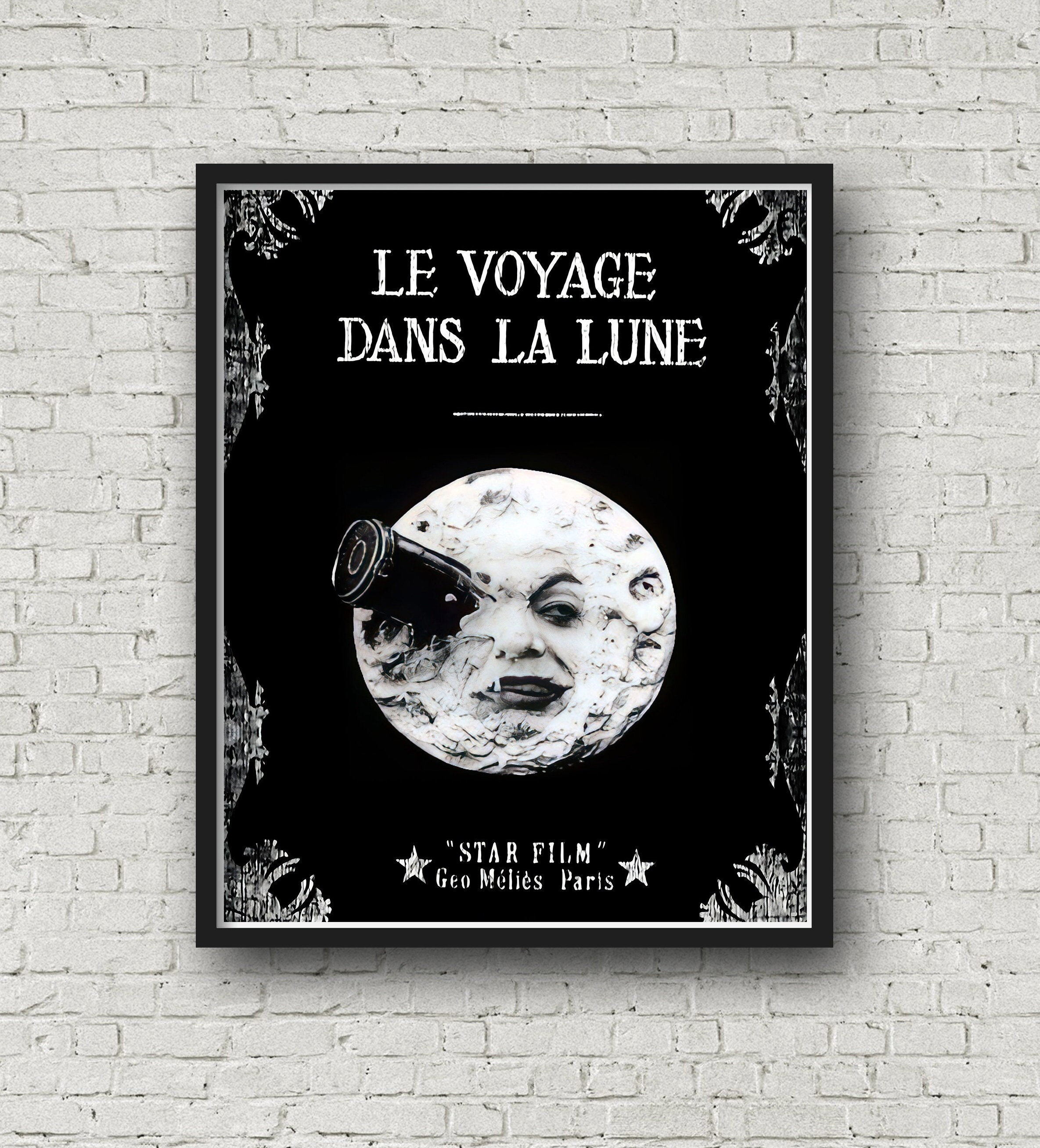 Le Voyage Dans La Lune Movie Poster Print, Vintage Movie Poster, Silent ...