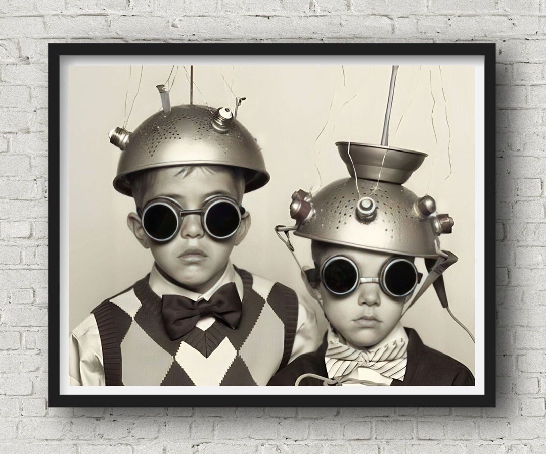 Funny Boys Colander Antenna Hats Vintage Photo Print - Etsy