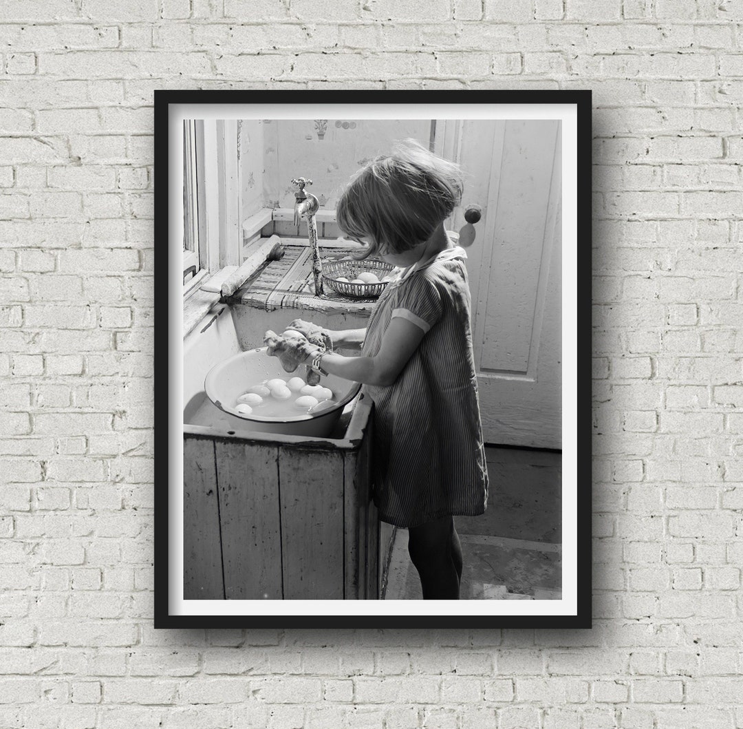 Girl Washing Eggs to Be Sold at Market | 1940 | Museum Quality Print - Etsy