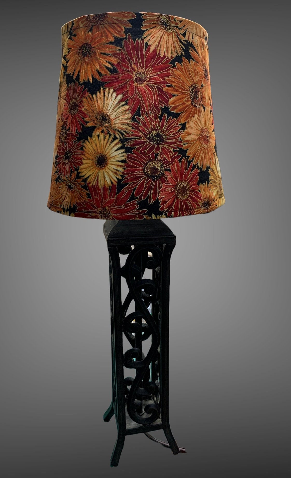 Lamp Shade Slipcover - Black With Flowers - Etsy