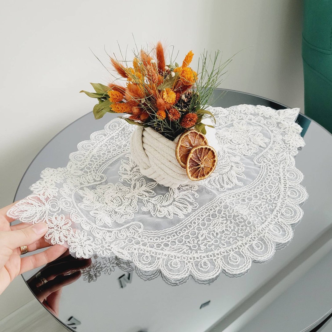 Set of 12 Lace Doily White Table Mat,lace Antique Table Runner, Antique ...