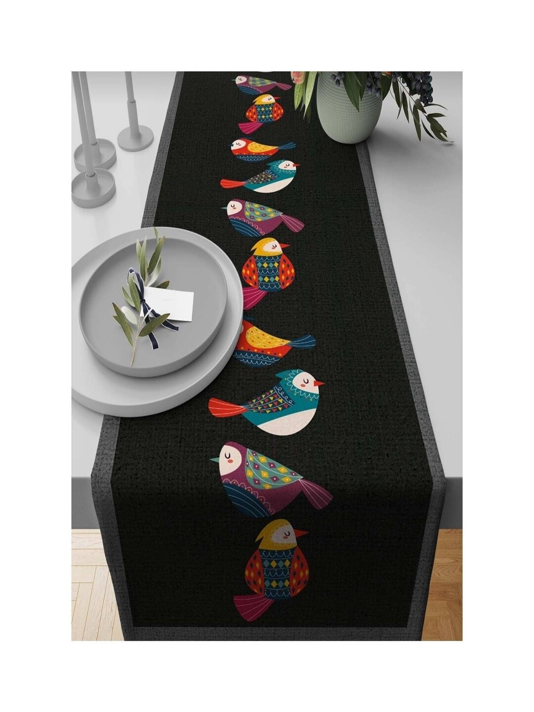 Funny Perched Birds Table Runner, Trend Table Cloth, Nature Themed ...