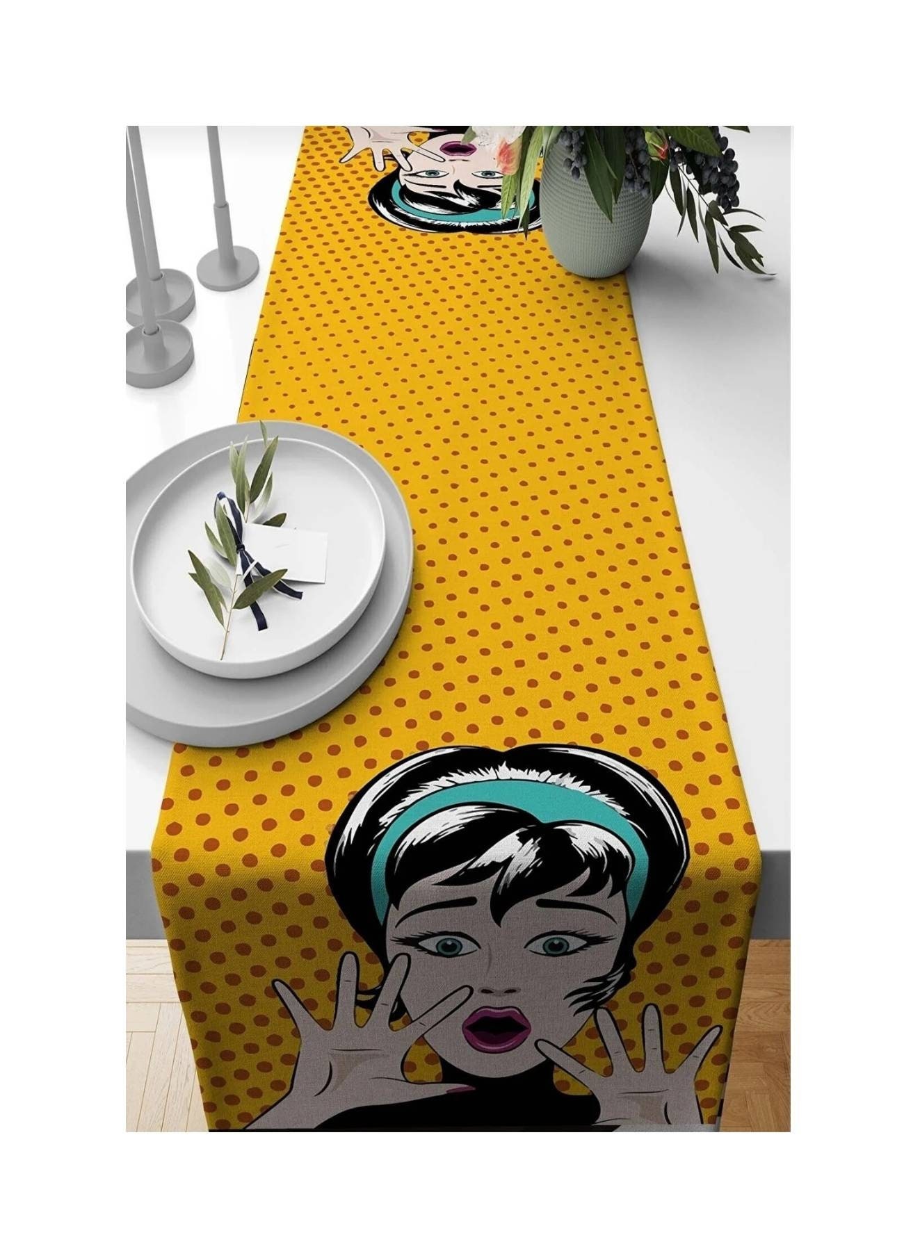 Pop Art Face Comic Table Runner Table Decor, Table Centerpiece , Pop ...