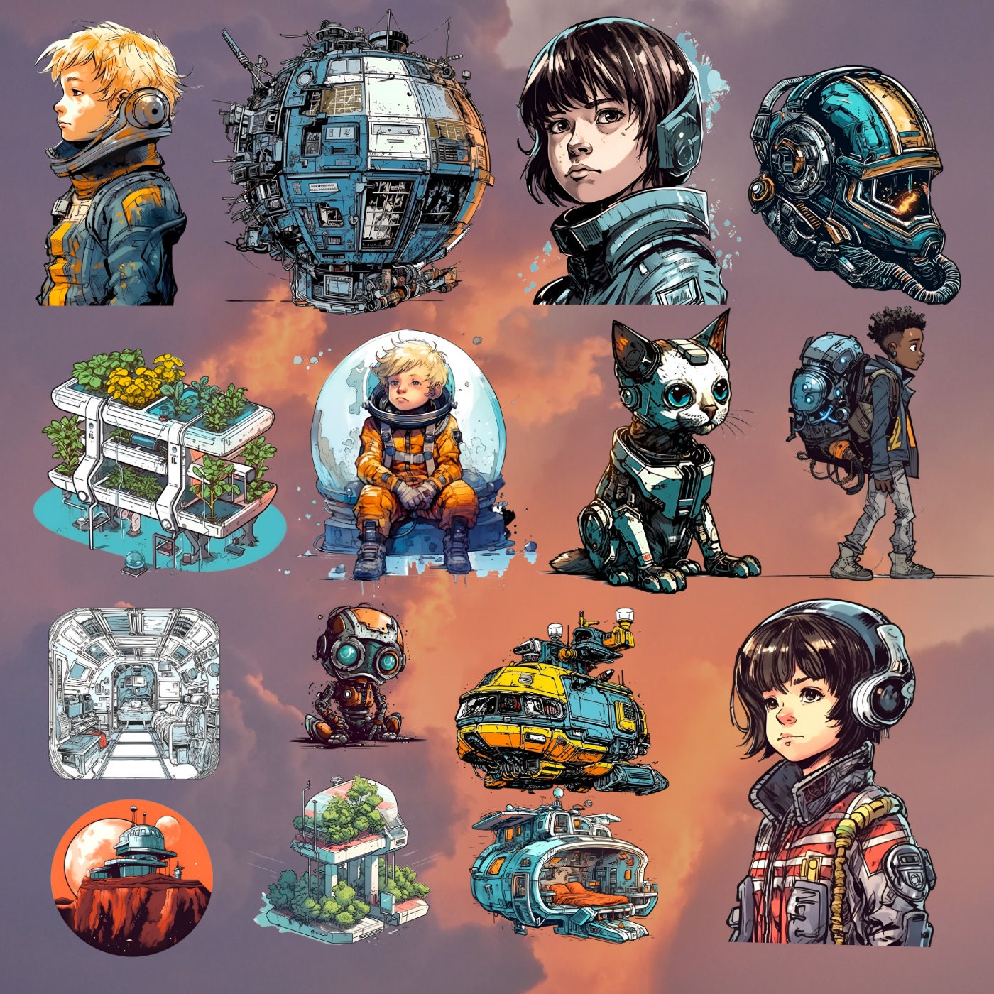 Sci-fi Clip Art, Water Color Space Exploration, Kids of the Future ...