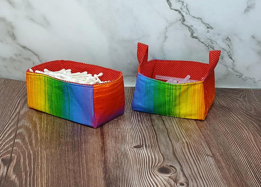 Two-piece Set of Small Decorative Cloth Baskets, Knick Knack Storage, 6 ...