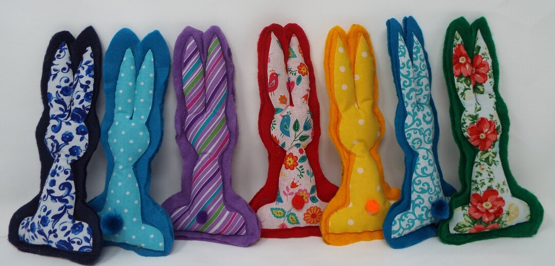 8" Tall, 7 Easter Bunnies, Stuffies, Basket Fillers, Easter, Table Top ...