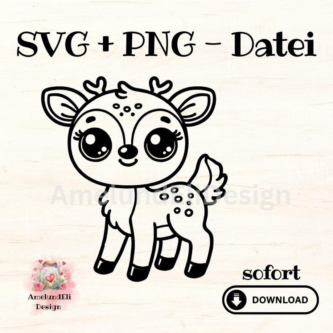 SVG und png Datei Plotterdatei Reh Waldtiere Mädchen Kinder Sublimationsdesign T-Shirt Design ...