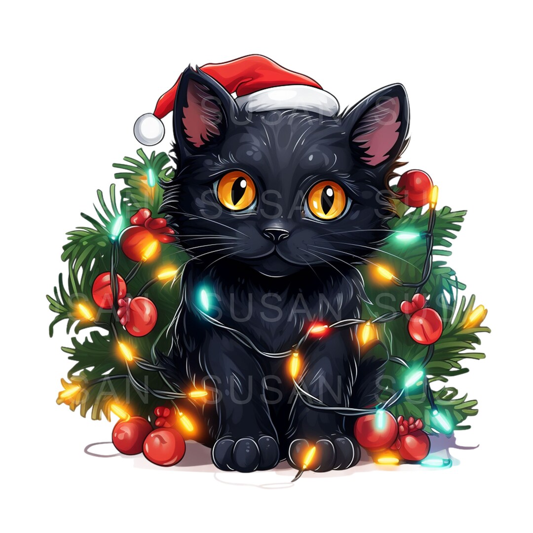 Xmas Cat PNG for T-shirt, Cat Merry Christmas PNG, Christmas Cat With ...