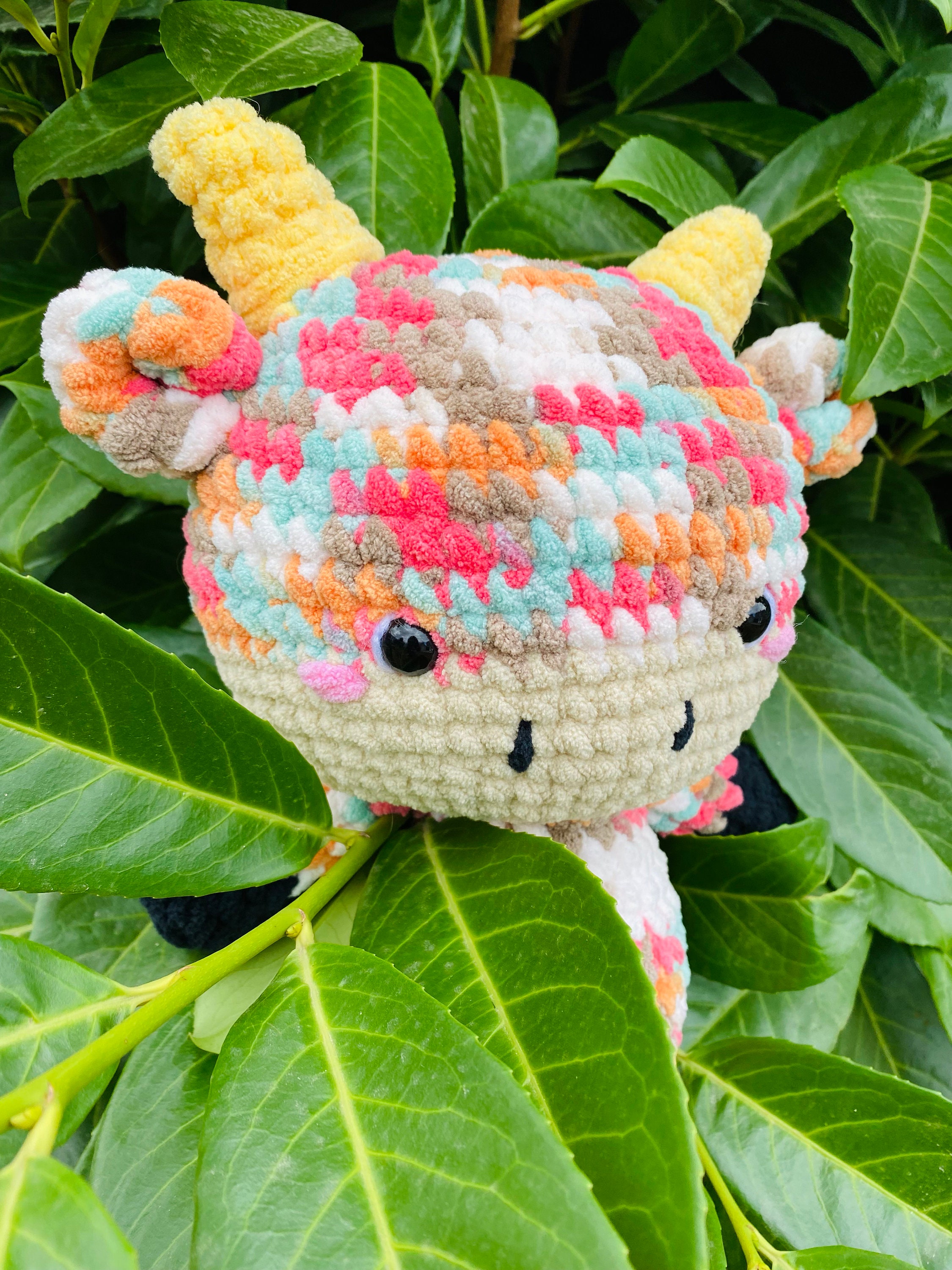 Nero the Rainbow Cow Crochet Pattern 50p Goes to an Animal - Etsy