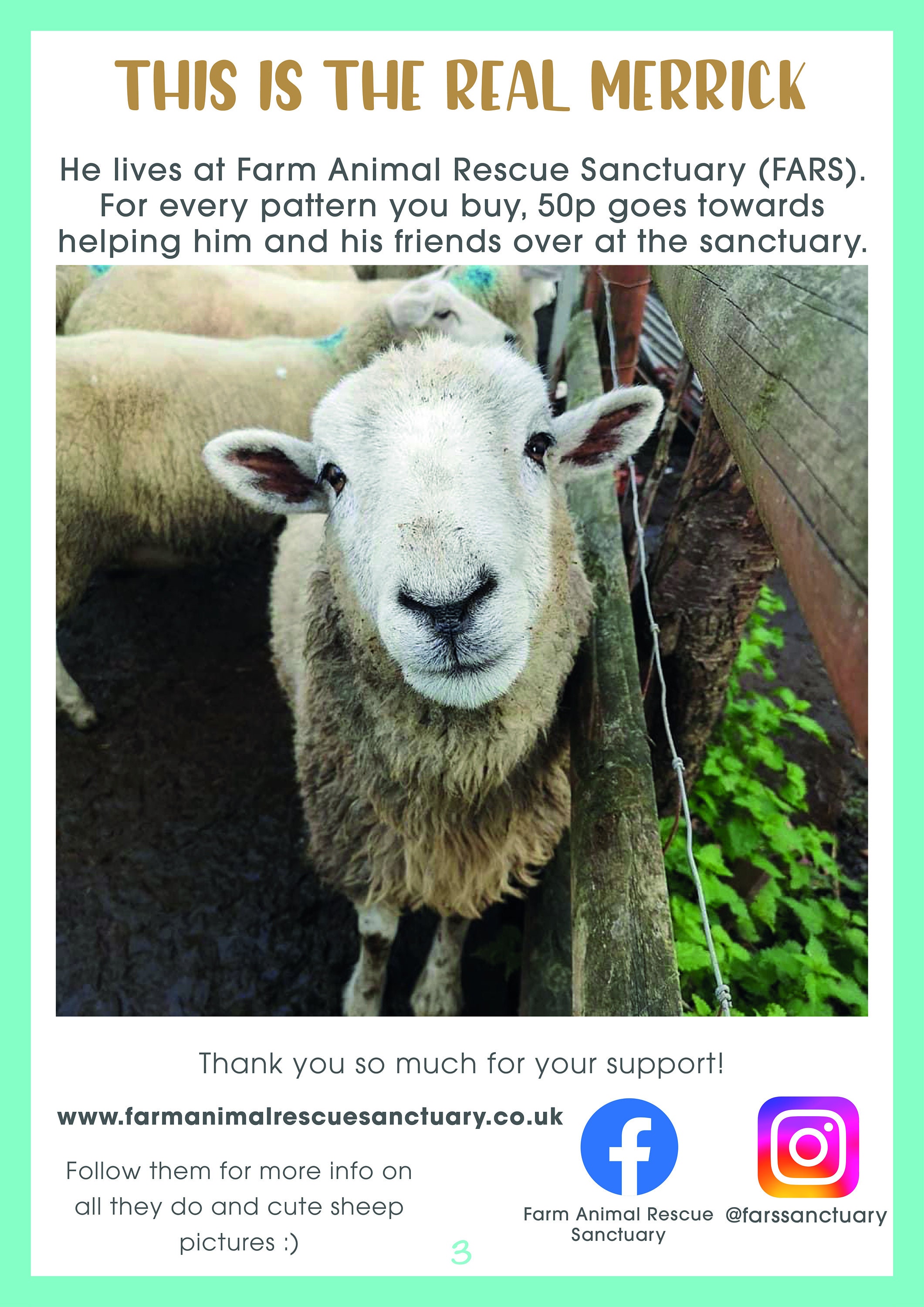 Merrick the Sheep Crochet PATTERN 50p Goes Towards Farm Animal Rescue ...