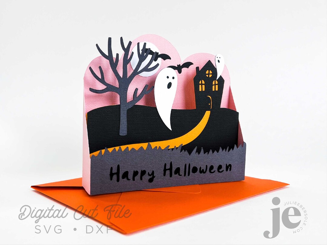 3D Halloween Ghosts Pop up Card SVG Cut File Digital Cutting Template ...