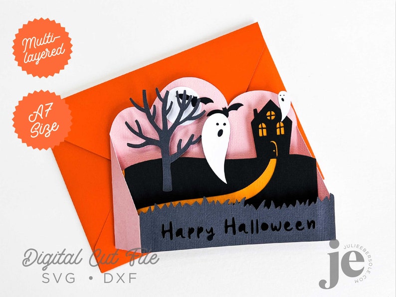 3D Halloween Ghosts Pop up Card SVG Cut File Digital Cutting Template ...