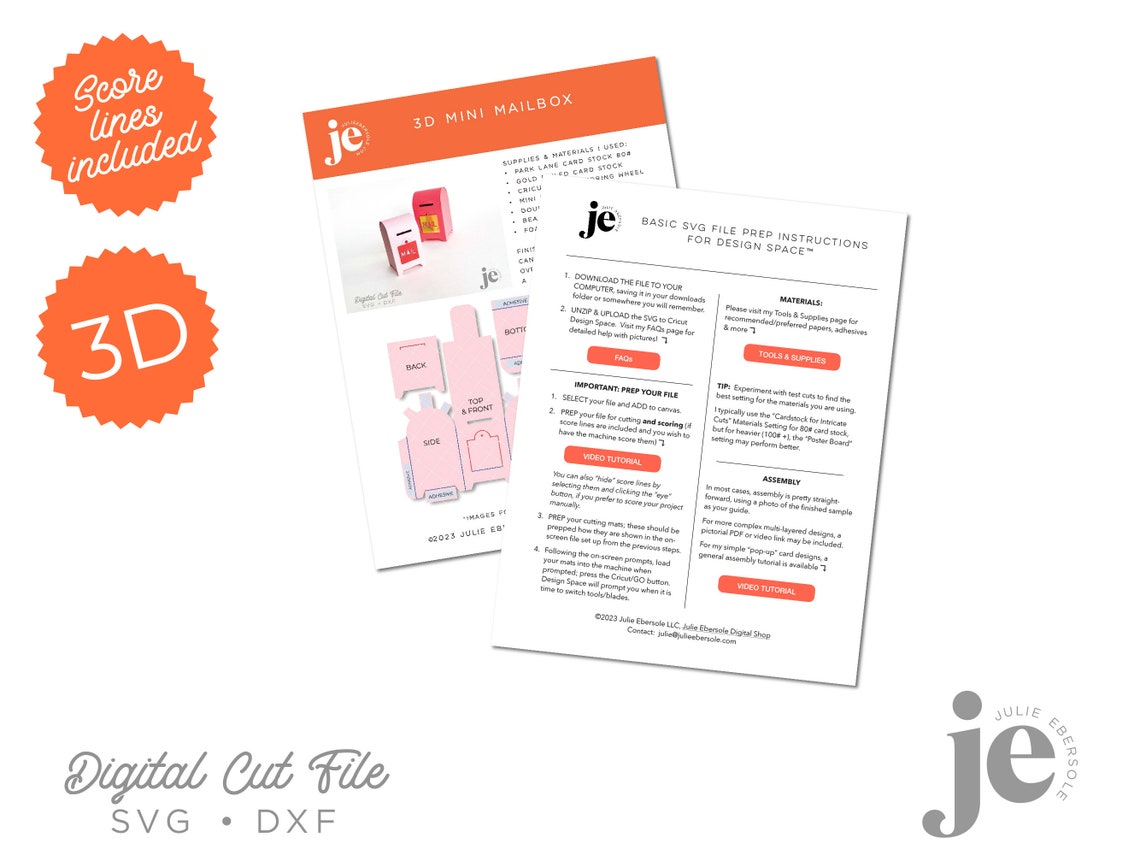 3D Mini Mailbox SVG Cut File Digital Cutting Template for Cricut ...