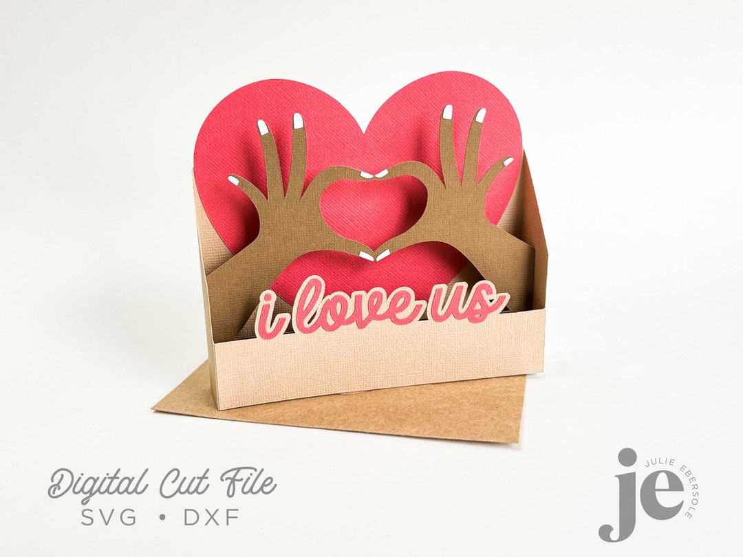 3D Heart Hands Pop up Card SVG File | Love Greeting (digital Download ...