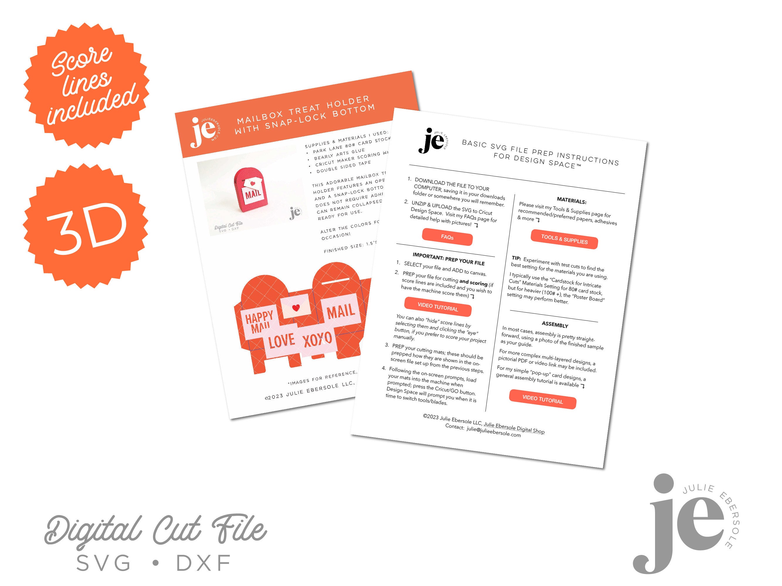 3D Mailbox Gift Box Treat Holder SVG Cut File Digital Cutting Template ...
