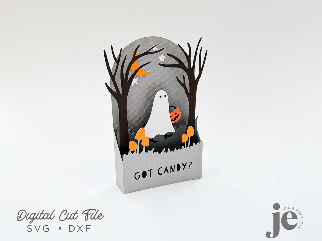 3D Halloween Ghost Pop up Box Card SVG | Cricut, Silhouette (digital ...