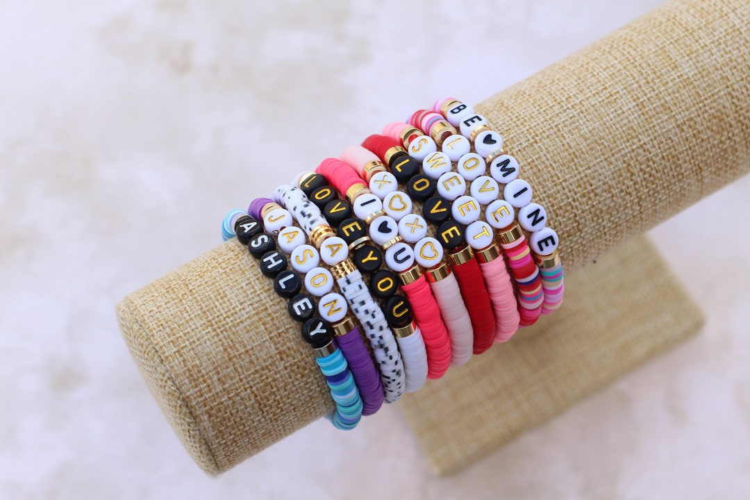 Personalized Name Custom Beaded Valentines Day Bracelet | Beaded ...