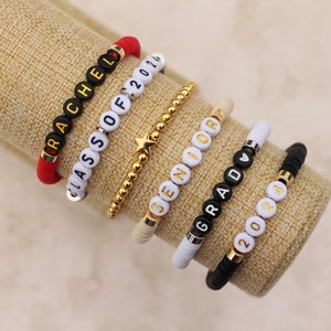 Personalized Name Graduation Bracelet | Custom Graduation Beaded ...