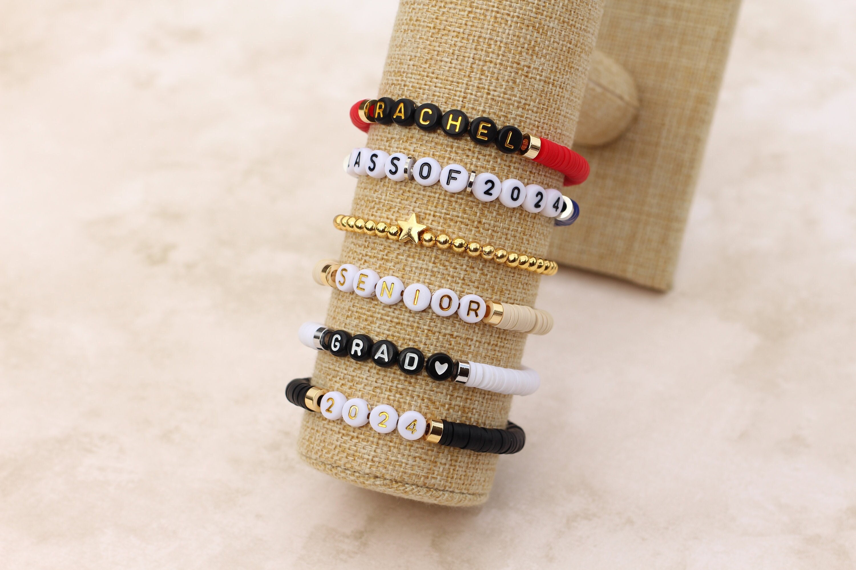 Personalized Name Graduation Bracelet | Custom Graduation Beaded ...