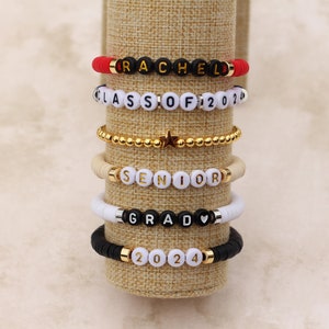 Personalized Name Graduation Bracelet | Custom Graduation Beaded ...