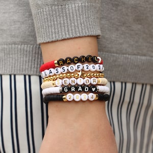 Personalized Name Graduation Bracelet | Custom Graduation Beaded ...