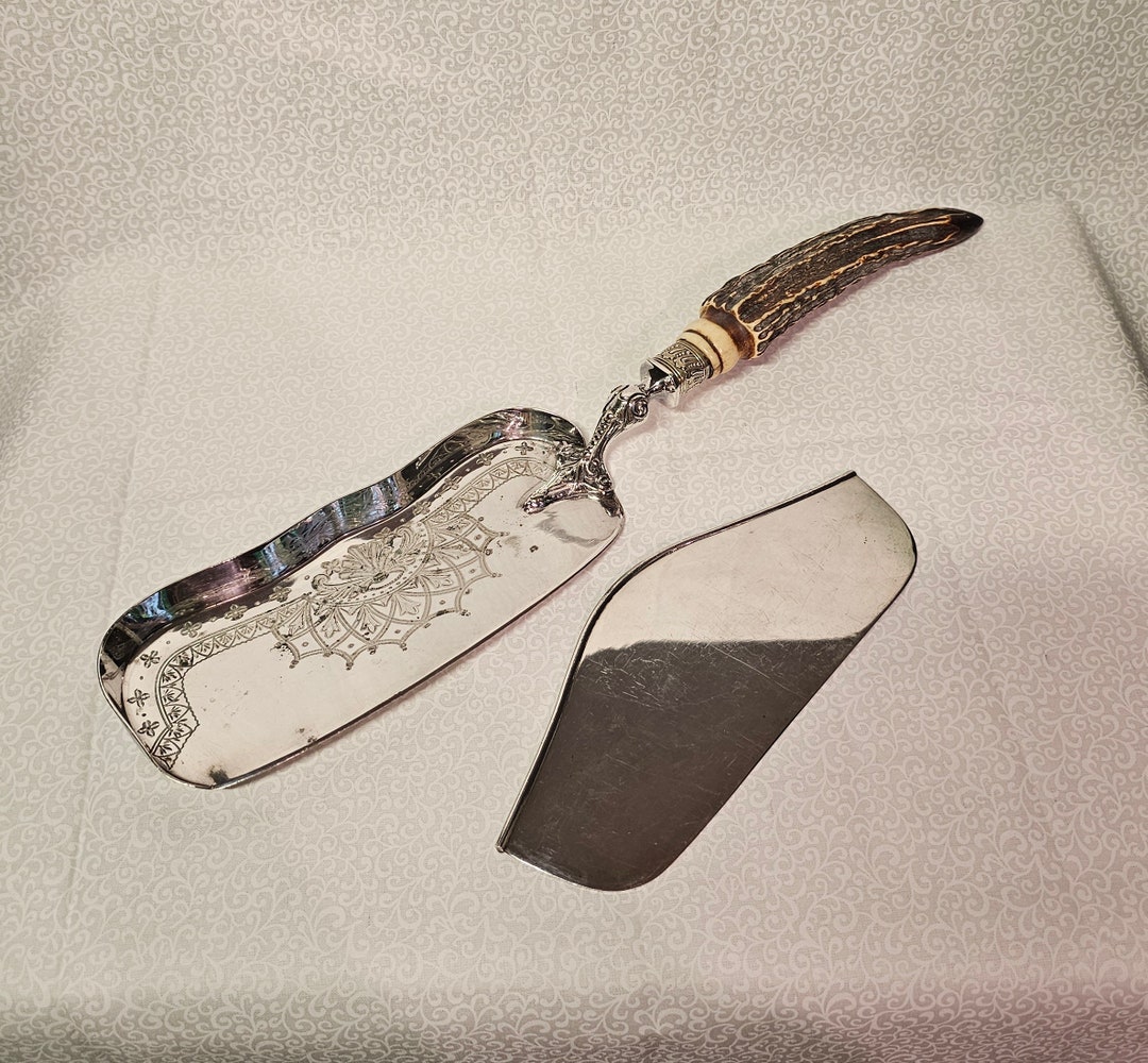 Silver Plated Stag Horn Crumb Scoop Tray - Embossed With an Intricate ...