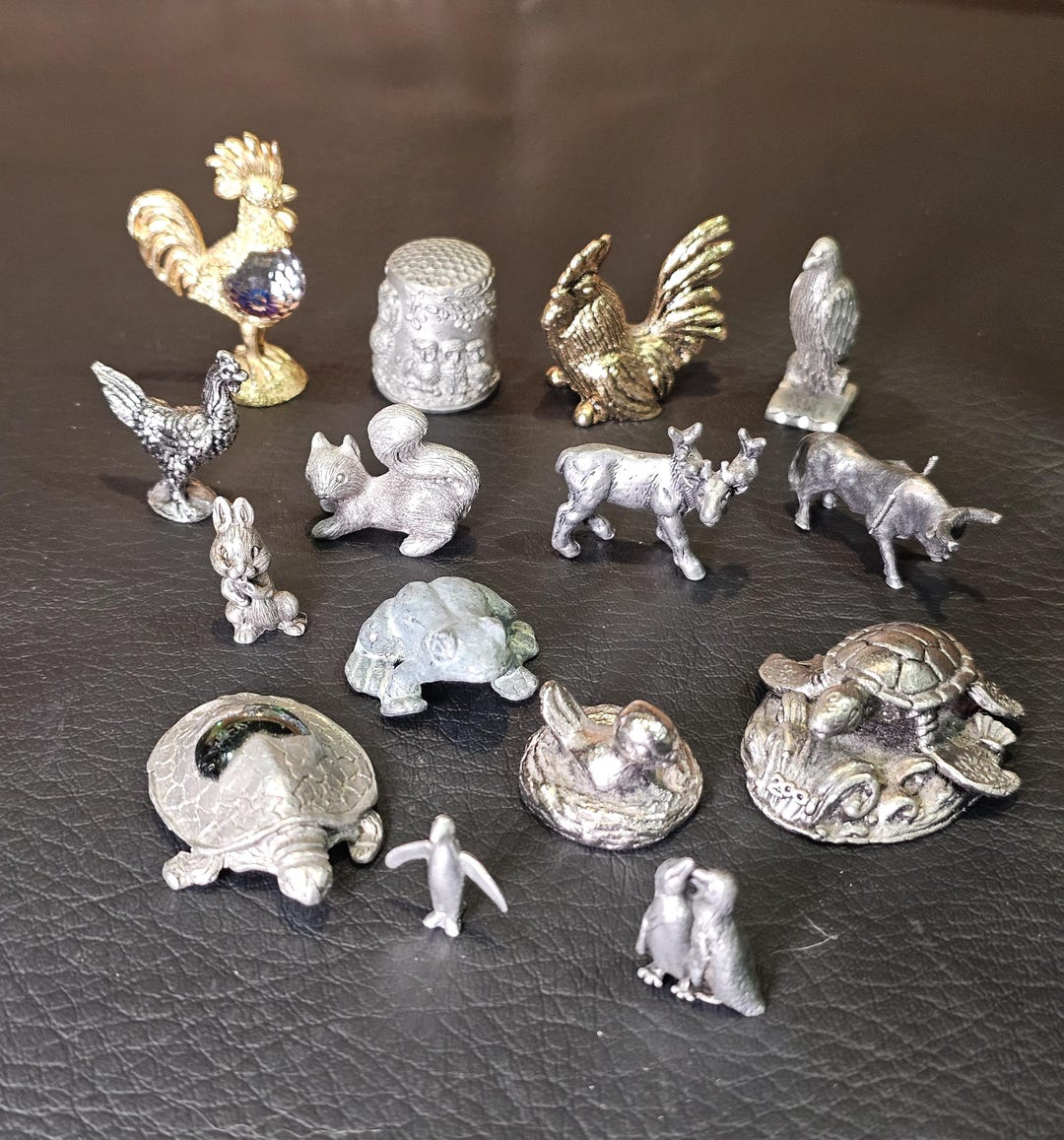 Pewter Animals Figurine Lot Miniatures Trinkets Sculptures Knick Knacks ...