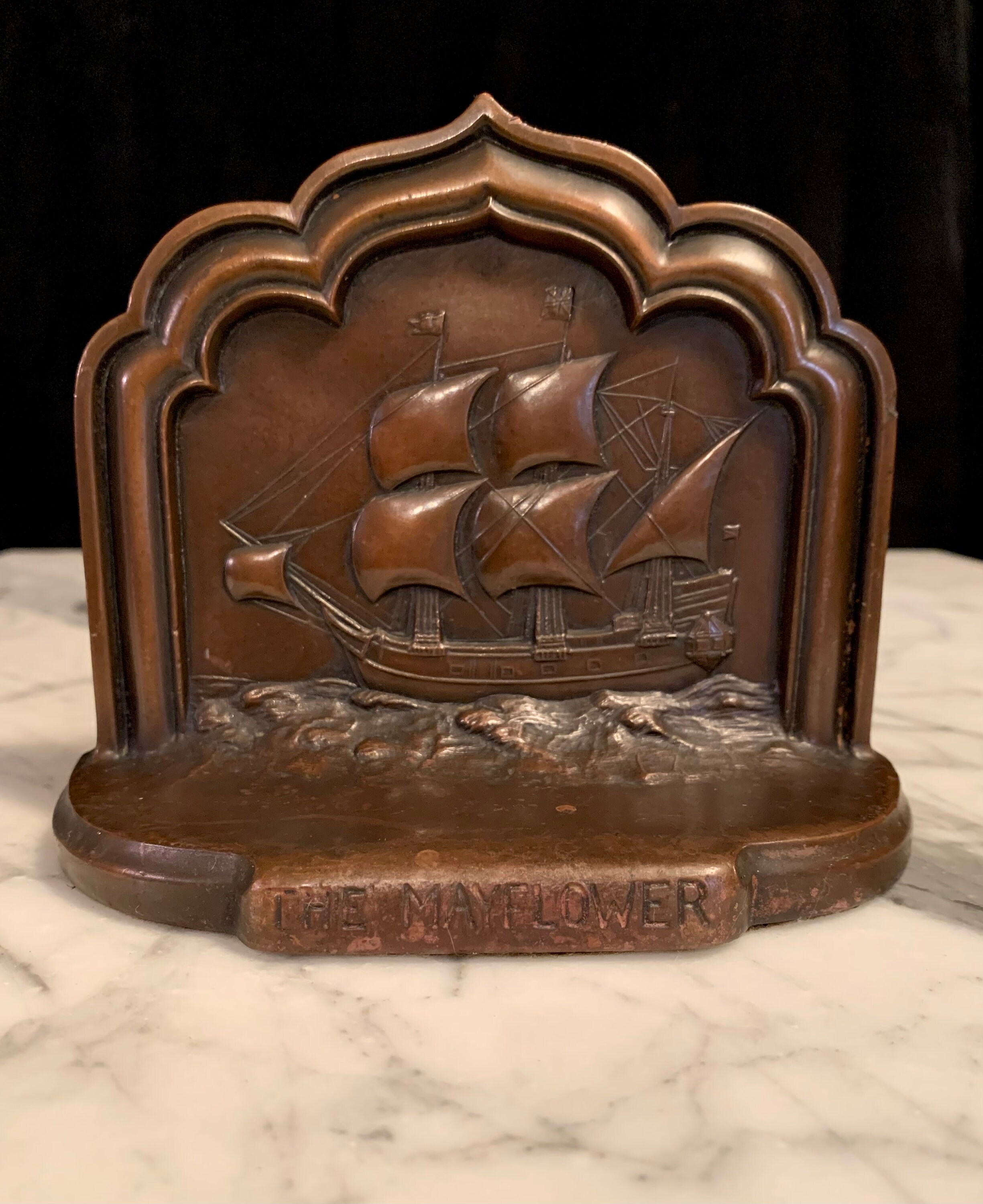 Vintage Bronze Wash Mayflower Cargo Ship Pilgrim New World Colonial ...
