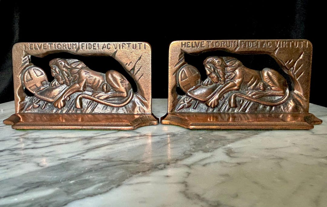 Antique 1920s | Cast Iron / Copper Finish | Swiss Sculpture | Lion of ...