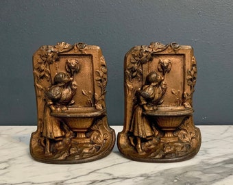 Antique Cast Iron Bookends Fountain - Etsy