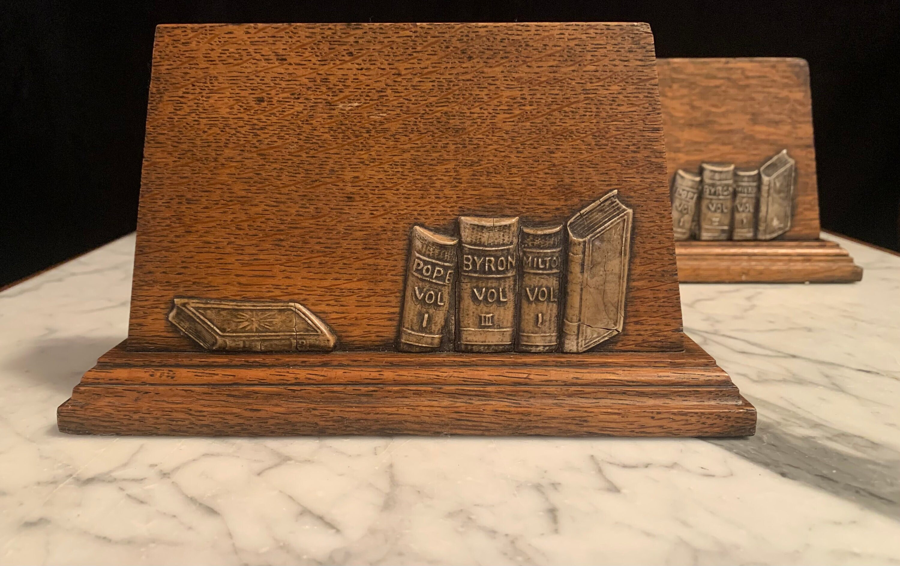 Vintage MCM Mid Century Modern Walnut Wood Wooden Poetic Literary Works ...