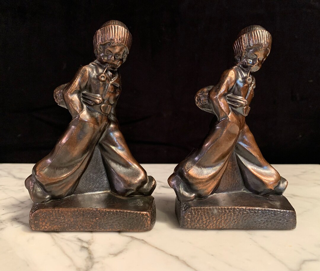Vintage Bronze Paperboy Bookends: 1920s-40s Spelter Figurines - Etsy