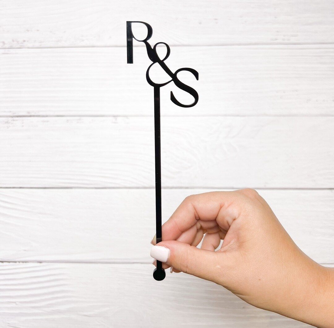CUSTOM Initial Stir Sticks | Black, White, Clear, Gold, Acrylic ...