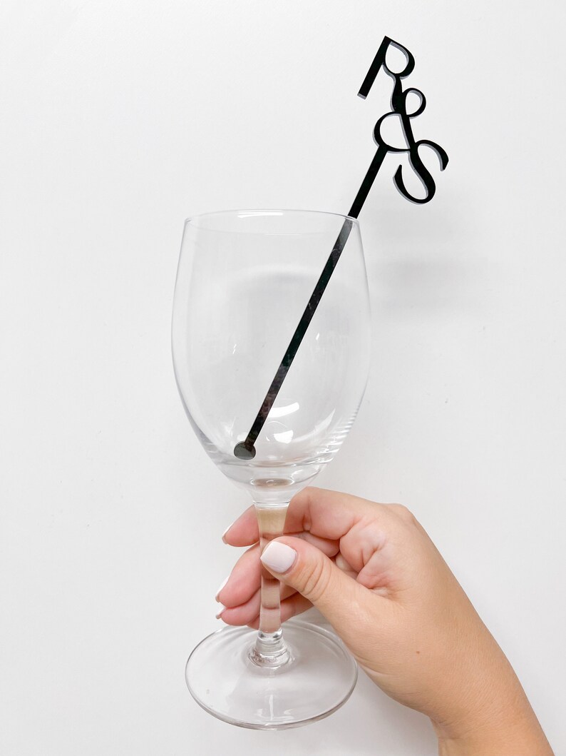 CUSTOM Initial Stir Sticks Black White Clear Gold - Etsy