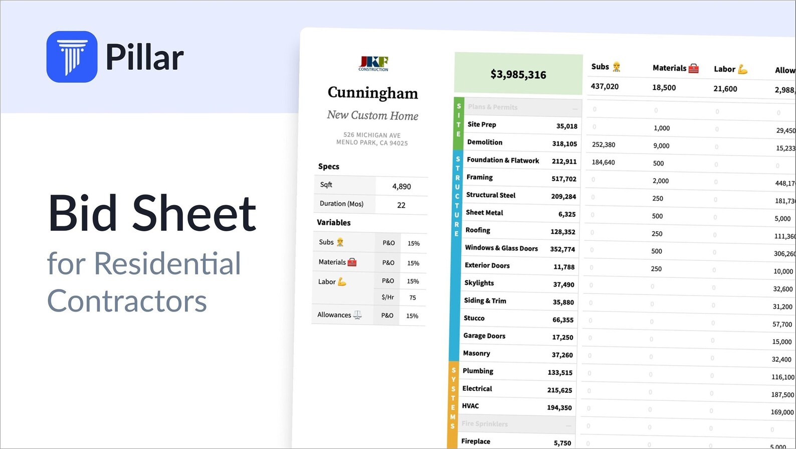 Contractor Bidding Spreadsheet, Contractor Estimating Spreadsheet - Etsy