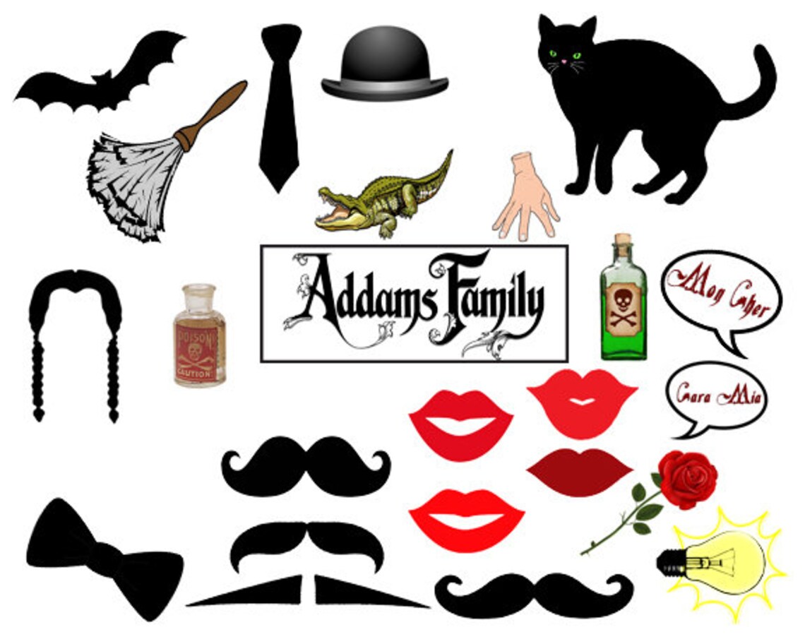 Digital Download Addams Family Photo Booth Props - 28 Props - Etsy