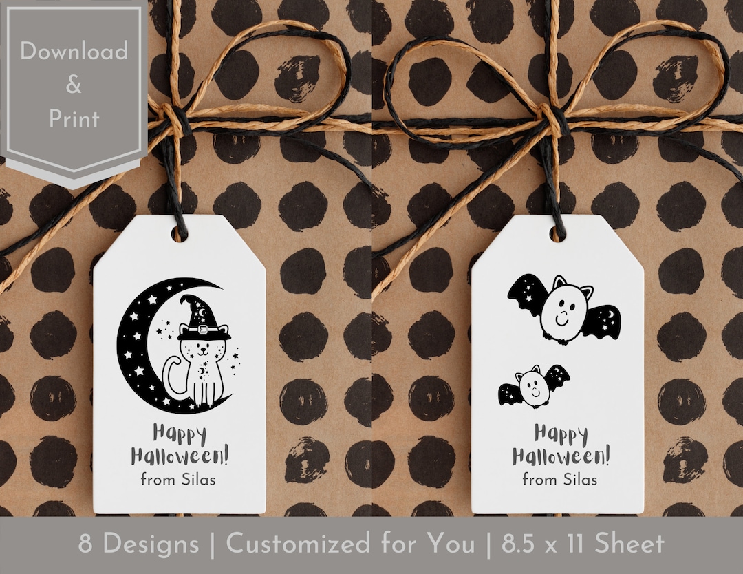 Custom Halloween Gift Tags | Goody Bag Tags | Halloween Party ...