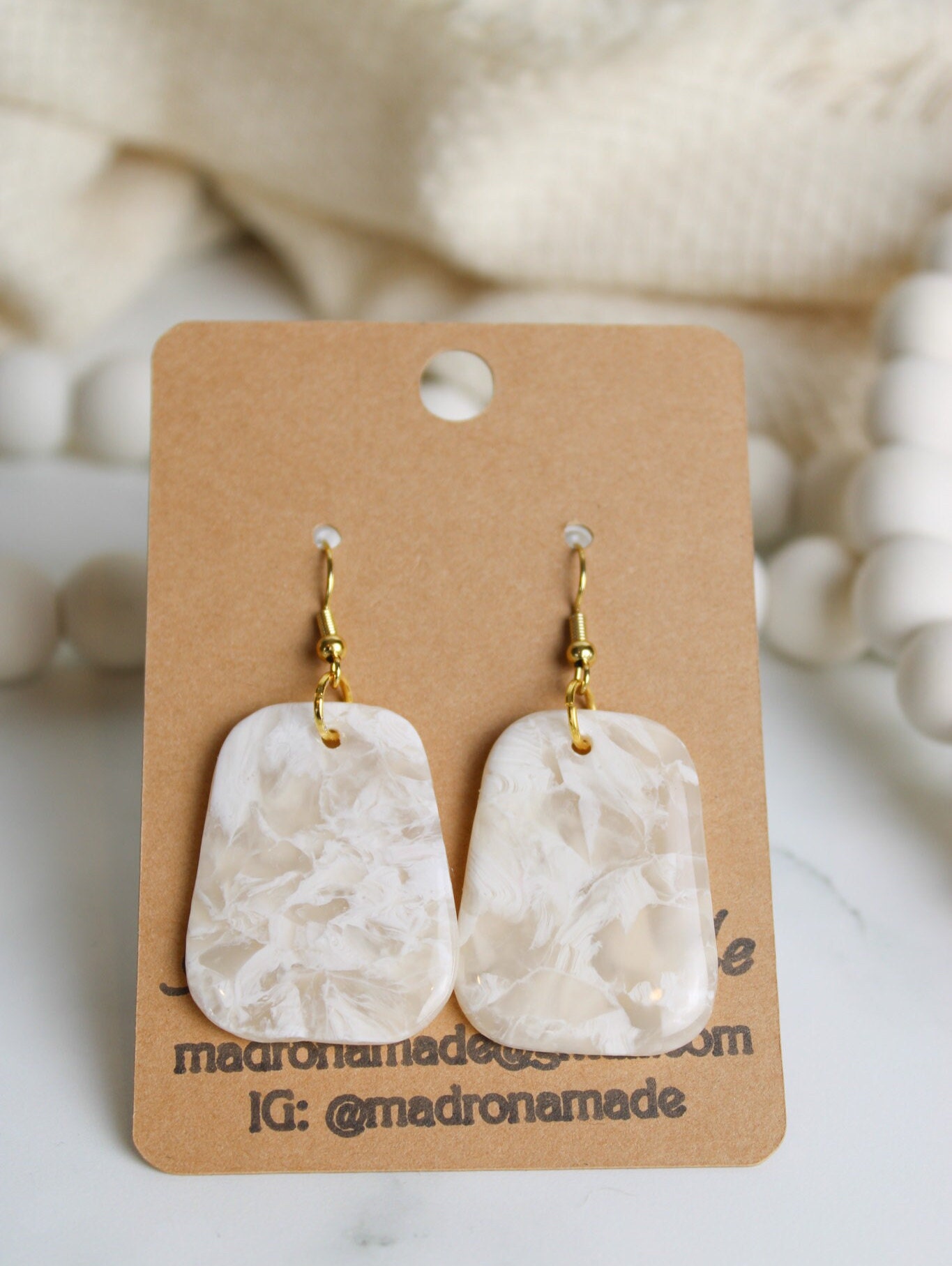 White & Translucent Earrings | Polymer Clay Earrings | Statement ...