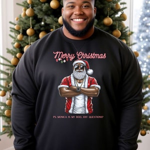 Black Santa Pajamas Tops, Santa Group Shirts, Matching Xmas Tees, Santa ...
