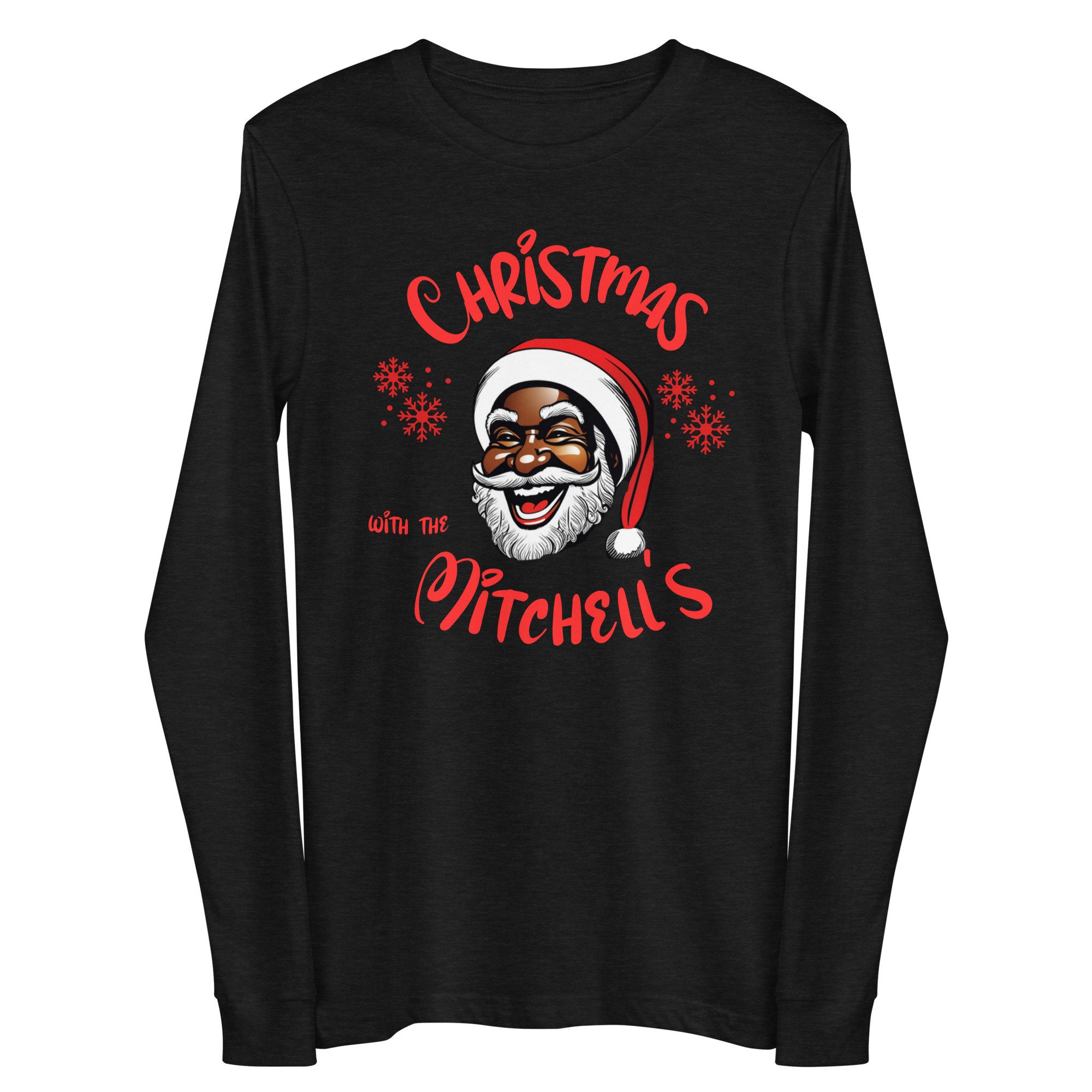 Black Santa Pajamas Tops, Santa Group Shirts, Matching Xmas Tees, Santa ...
