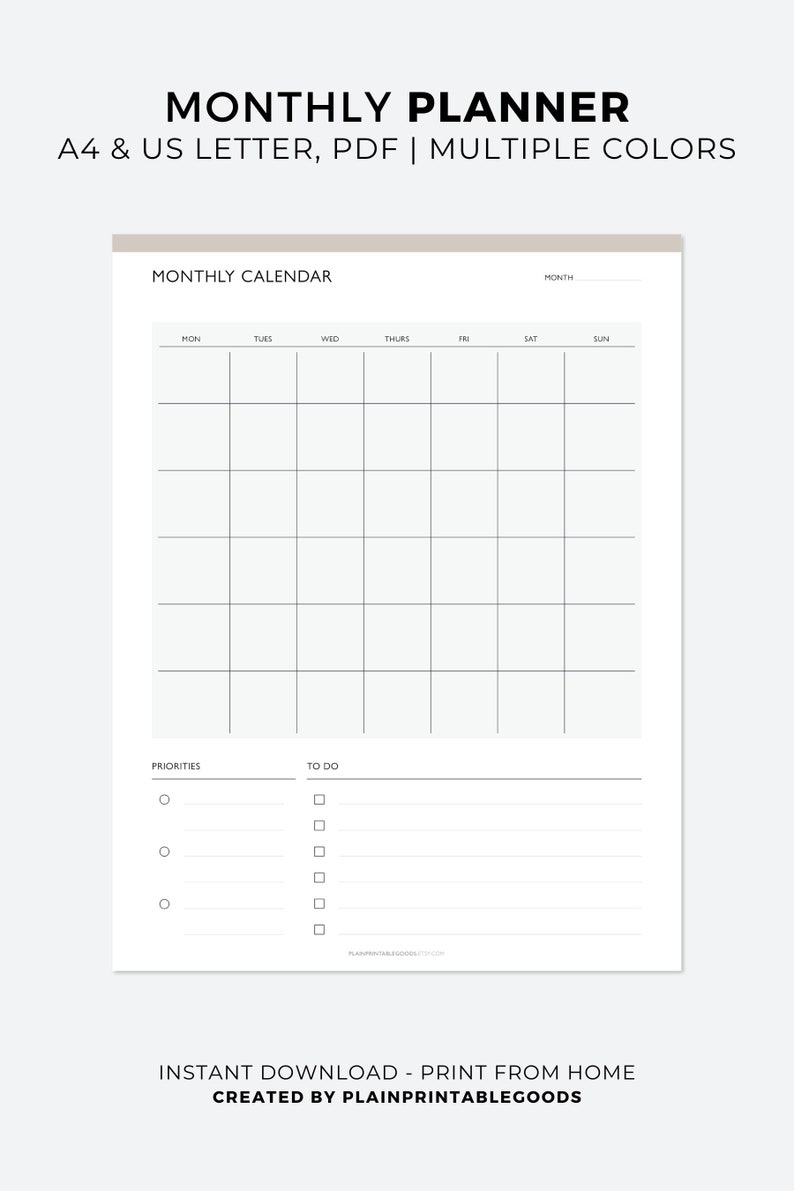 Printable Monthly to Do List Template Monthly Task List - Etsy