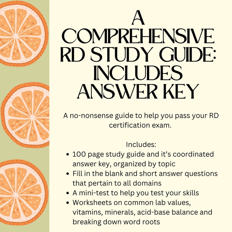 A Comprehensive RD Study Guide Exam and Answer Key (complete) - Etsy